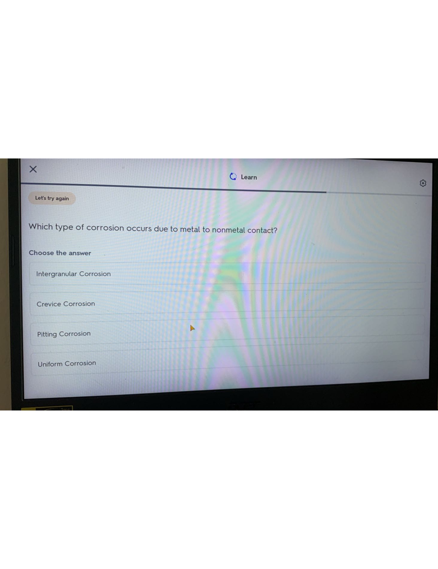 learn lets try again which type of corrosion occurs due to metal to ...