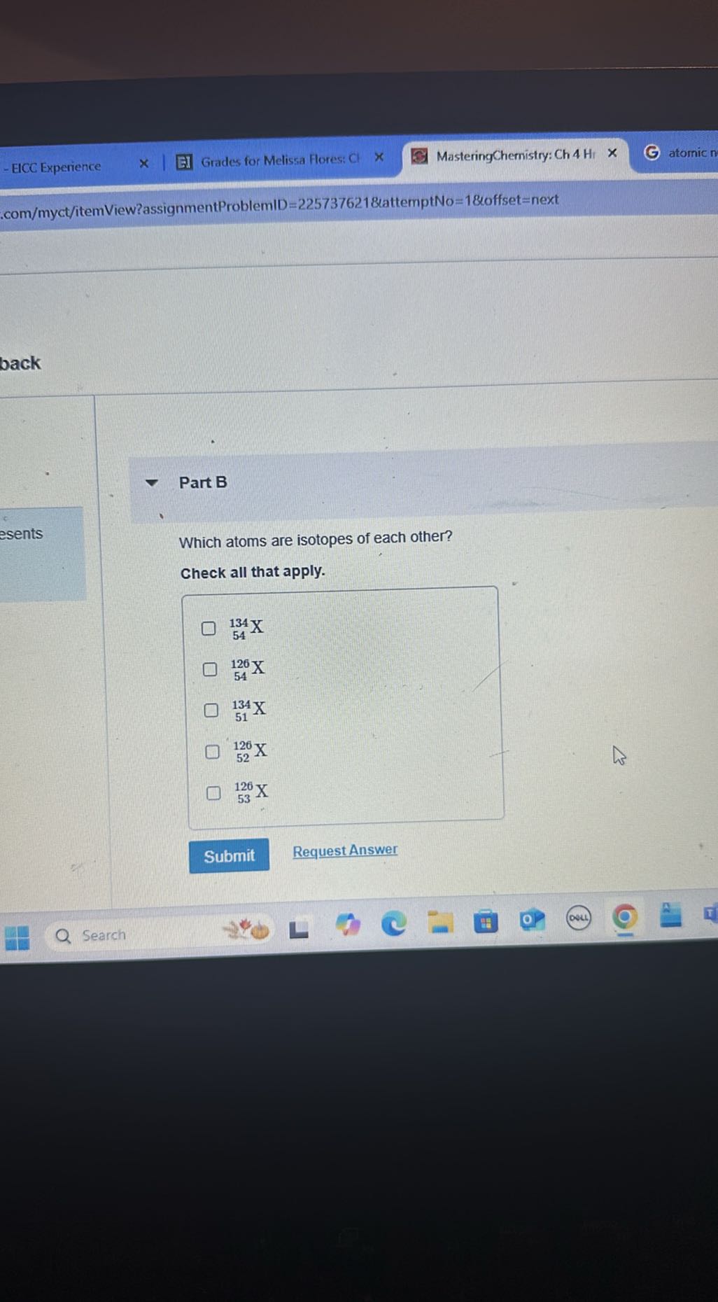 - EICC Experience Grades for Melissa Flores: Cl MasteringChemistry: Ch 4 Hr atornic n .com/myct ...