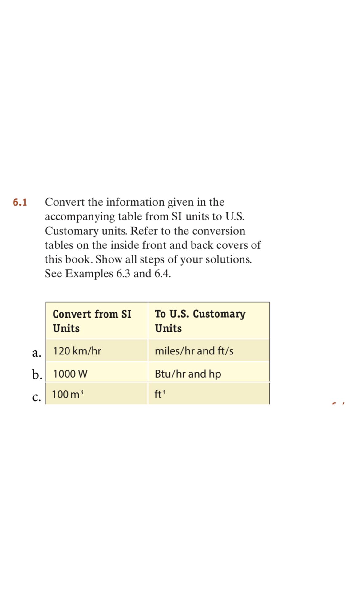 61 convert the information given in the accompanying table from si ...