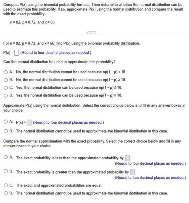 [GET ANSWER] Compute P(x) using the binomial probability formula. Then determine whether the ...
