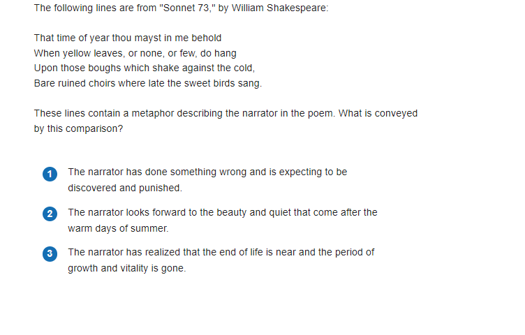 The following lines are from "Sonnet 73," by William Shakespeare: That ...