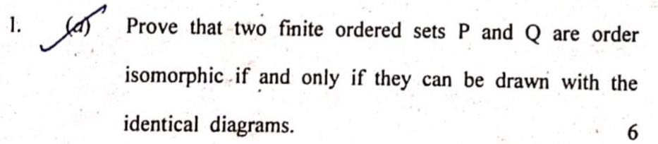 (a) Prove that two finite ordered sets P and Q are order isomorphic if and only if they can be ...