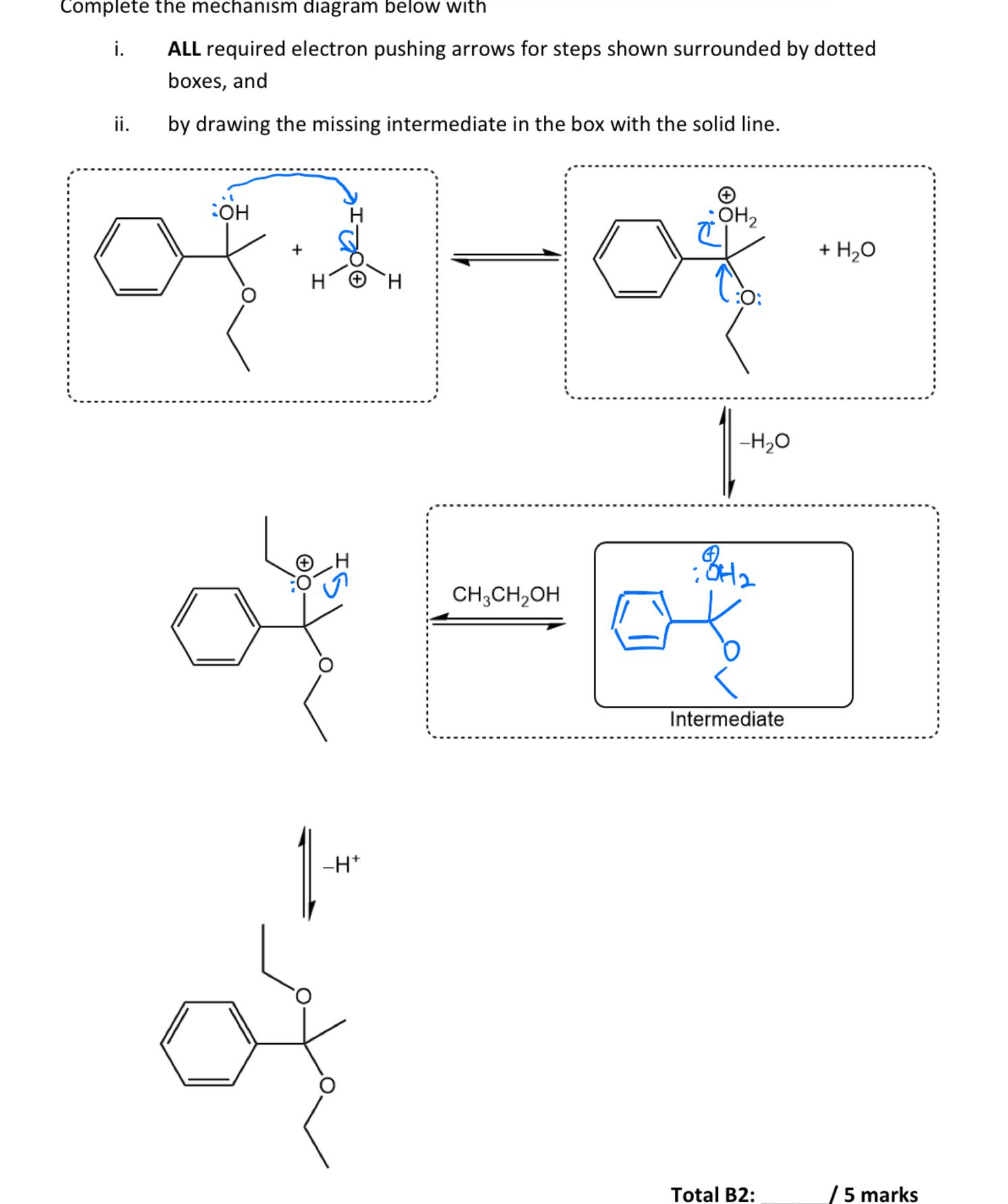 Complete the mechanism diagram below with i. ALL required electron ...