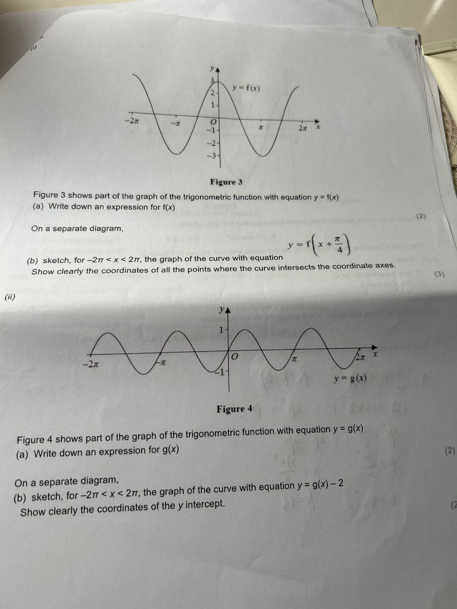 (a) Figure 3 Figure 3 shows part of the graph of the trigonometric function with equation y=f(x ...