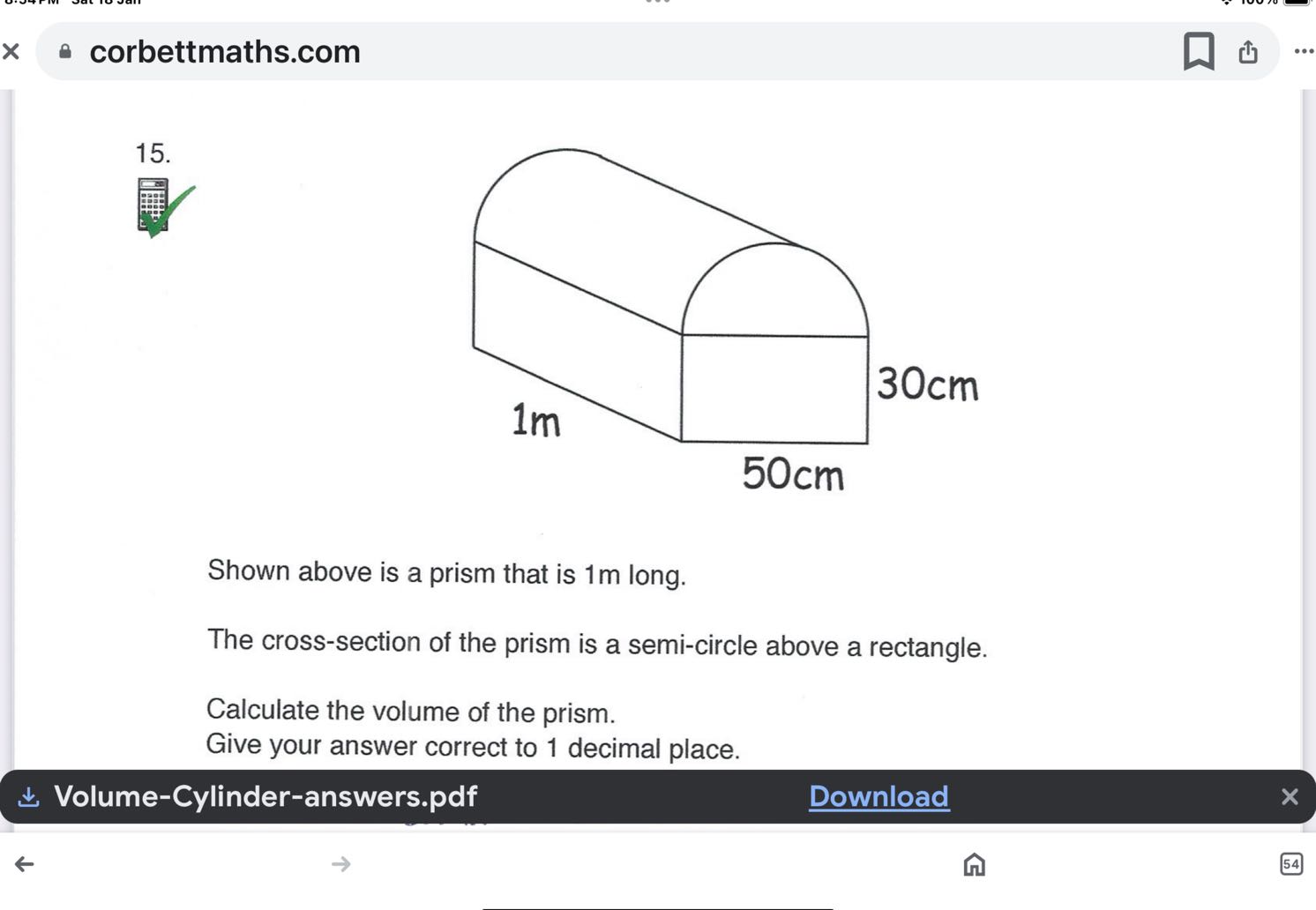 Corbettmaths.com 15. Shown above is a prism that is 1 m...