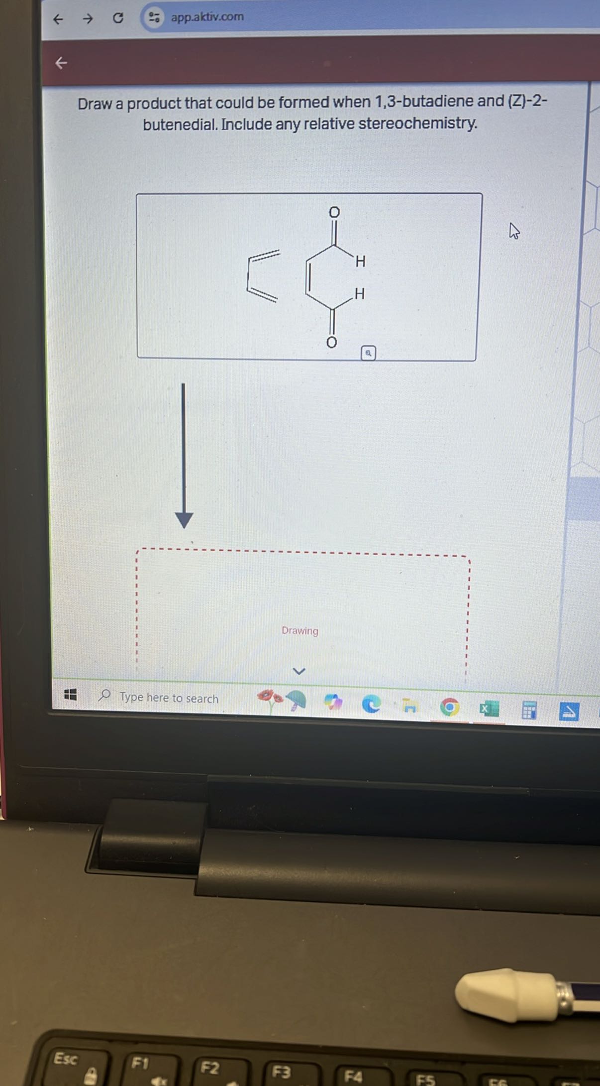 app.aktiv.com Draw a product that could be formed when 1,3-butadiene and (Z)-2butenedial ...