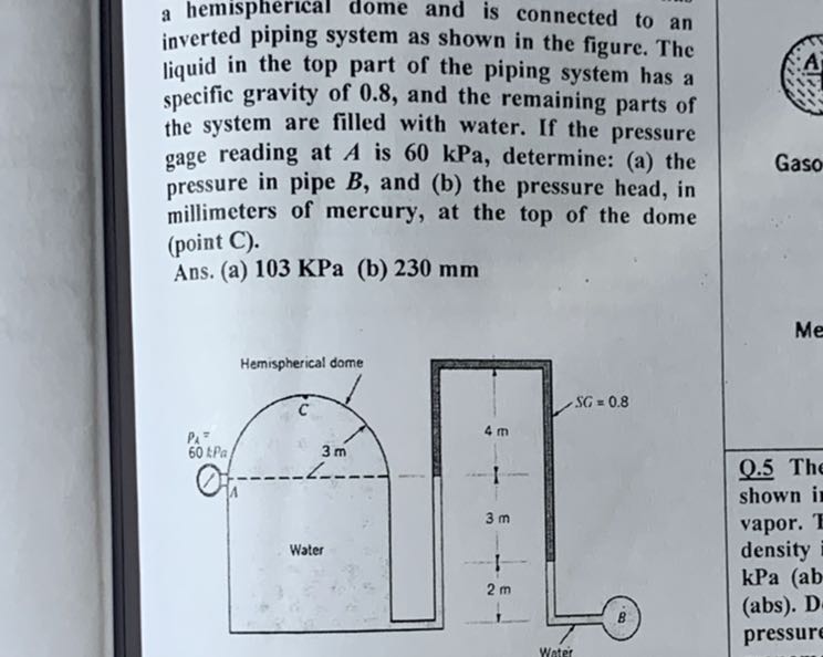 a hemispherical dome and is connected to an inverted piping system as ...