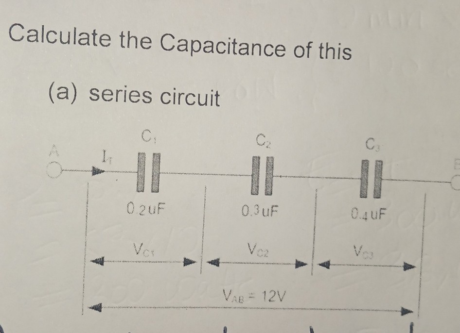 calculate the capacitance of this a series circuit