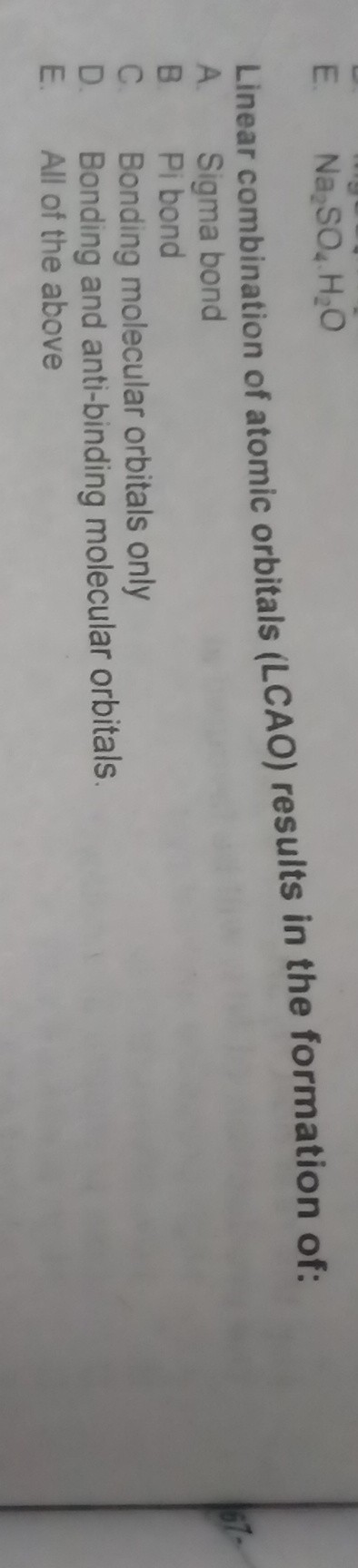 Linear combination of atomic orbitals (LCAO) results in the formation ...