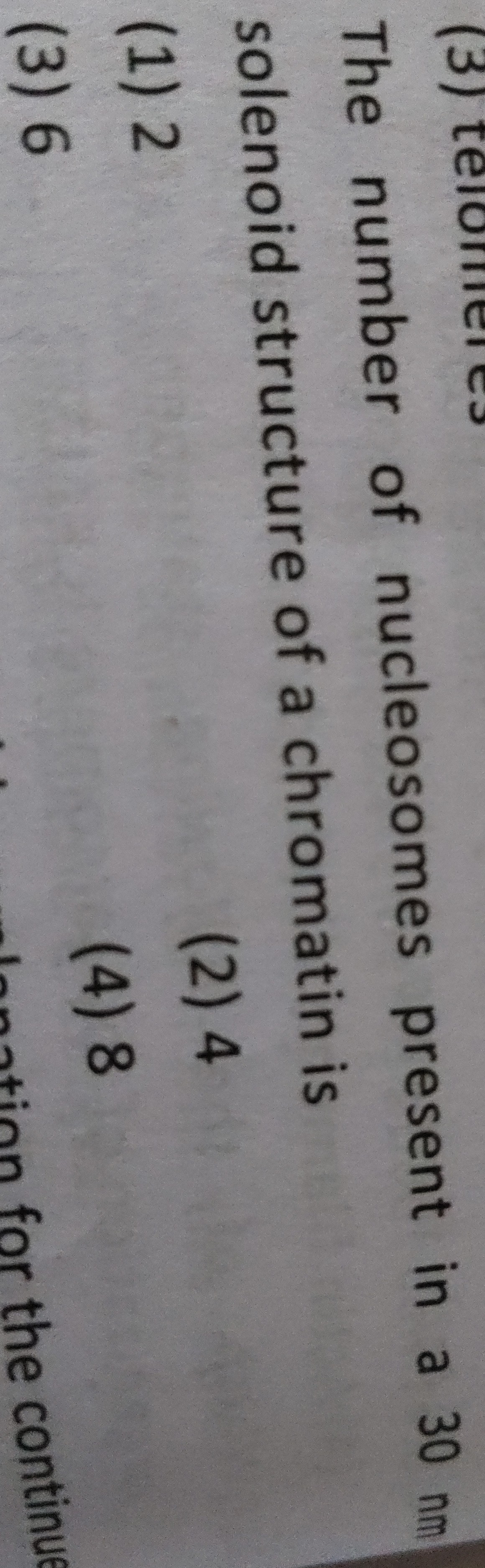 the number of nucleosomes present in a 30 nm solenoid structure of a ...
