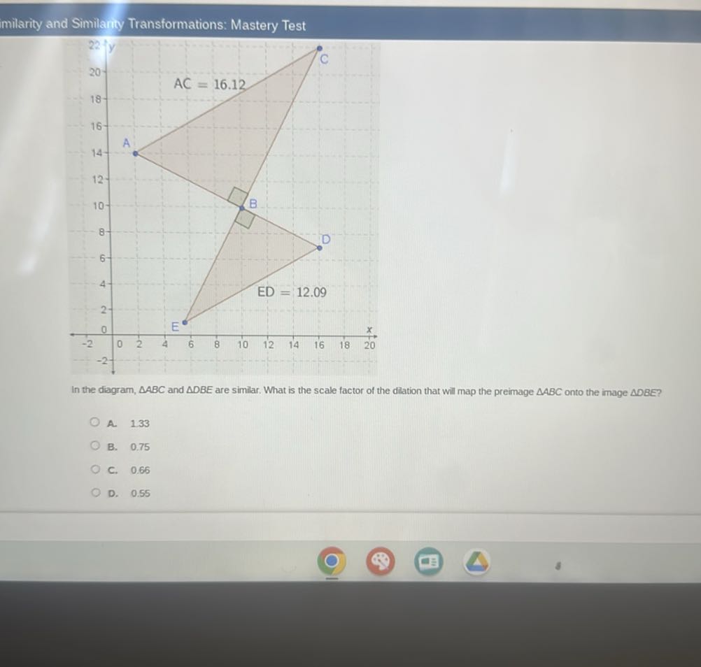milarity and Similanty Transformations: Mastery Test In the diagram, A ...