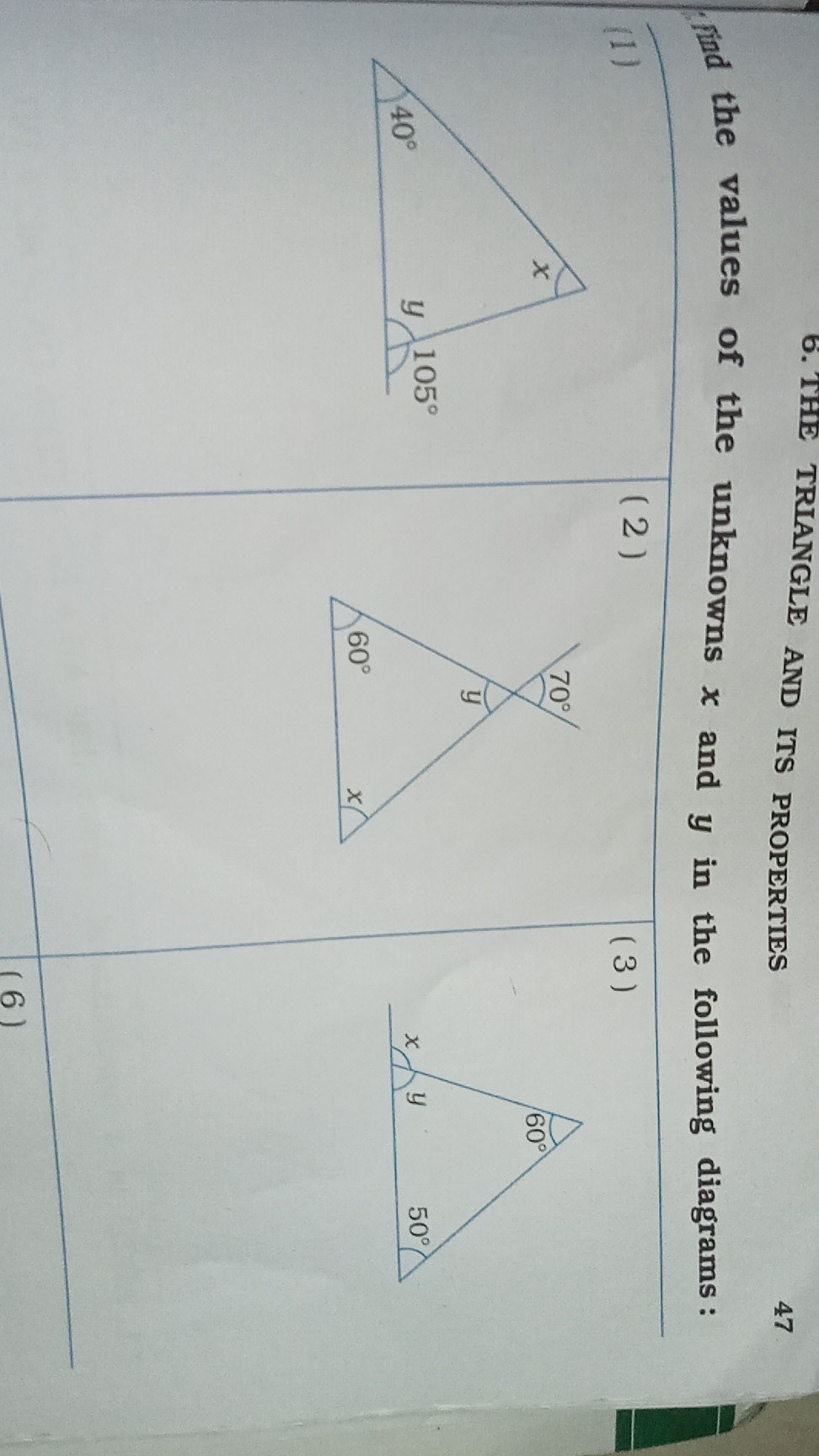 TRIANGLE AND ITS PROPERTIES 47 , find the values of the unknowns x and ... TRIANGLE AND ITS PROPERTIES 47 , find the values of the unknowns x and ...