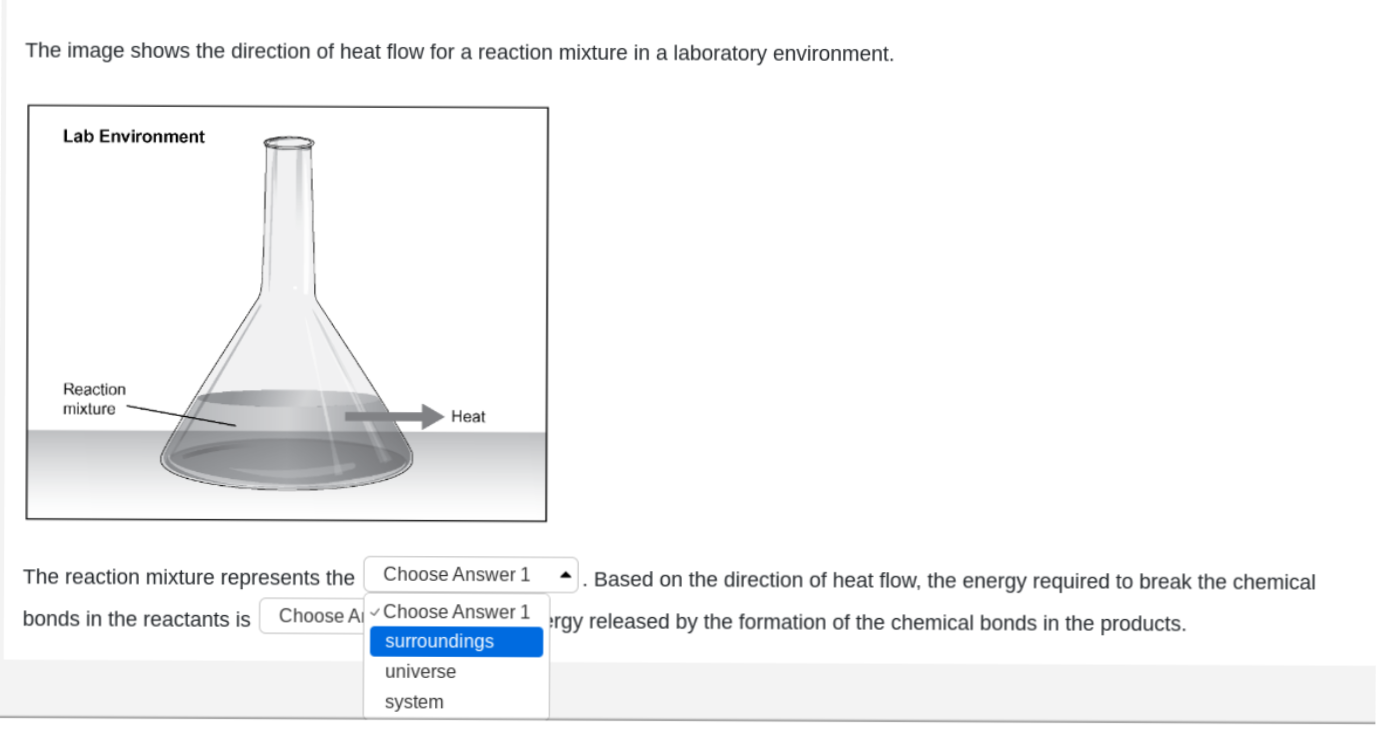 The image shows the direction of heat flow for a reaction mixture in a ...