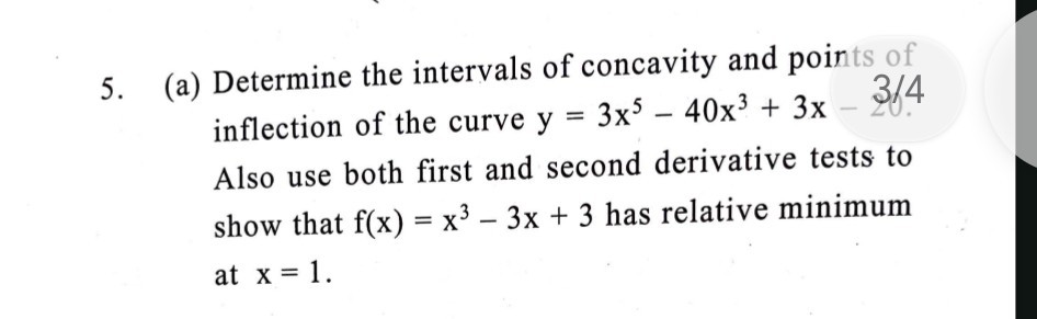 5. (a) Determine the intervals of concavity and points of inflection of ...