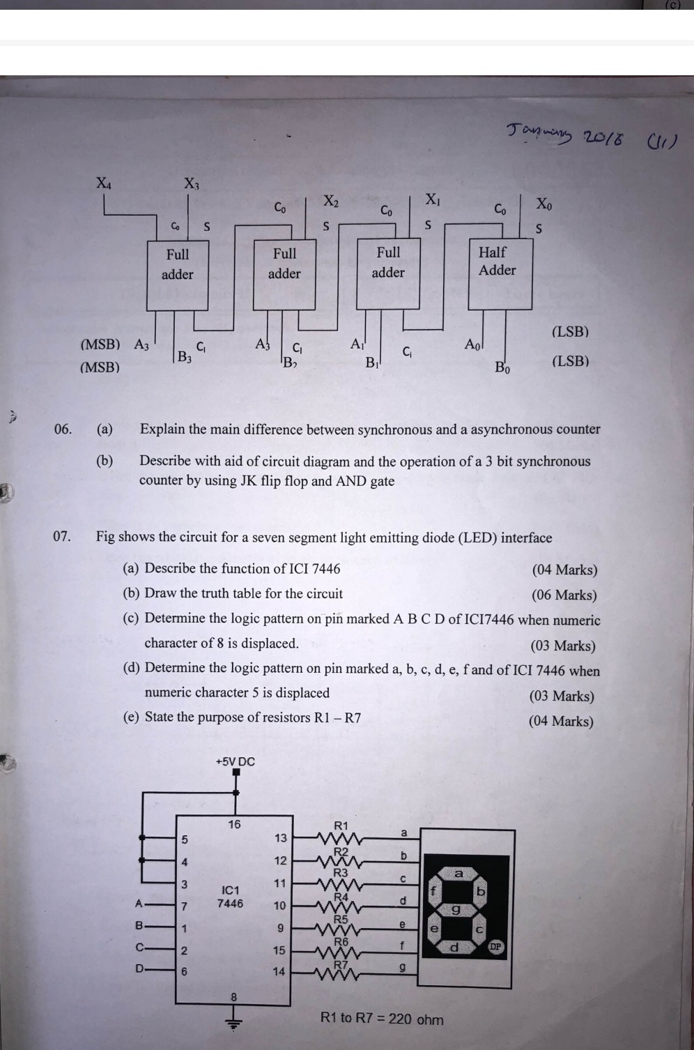 Jasmary 20/6 (11) 06. (a) Explain the main difference between synchronous and a asynchronous ...