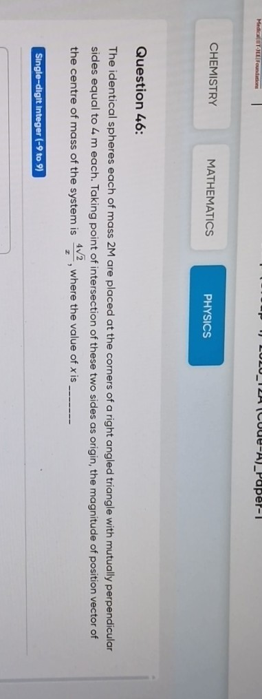 medicalitrcefoundations chemistry mathematics physics question 46 the ...