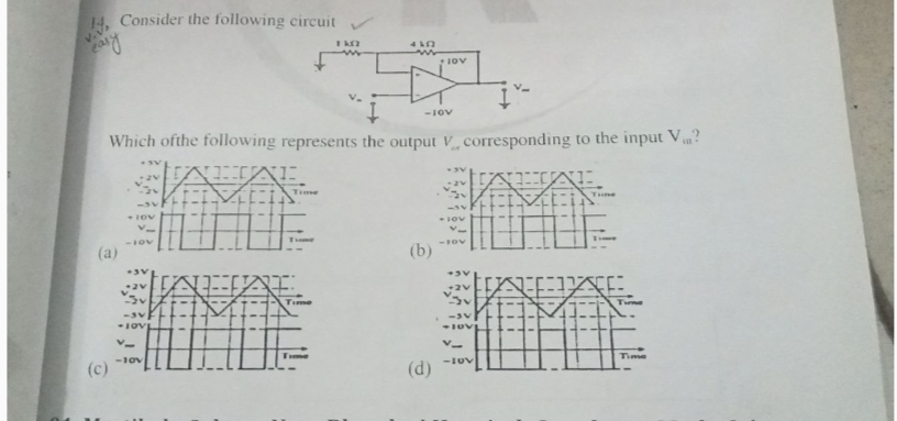 SOLVED: 14, Consider the following circuit Which of the following represents the output Ves ...