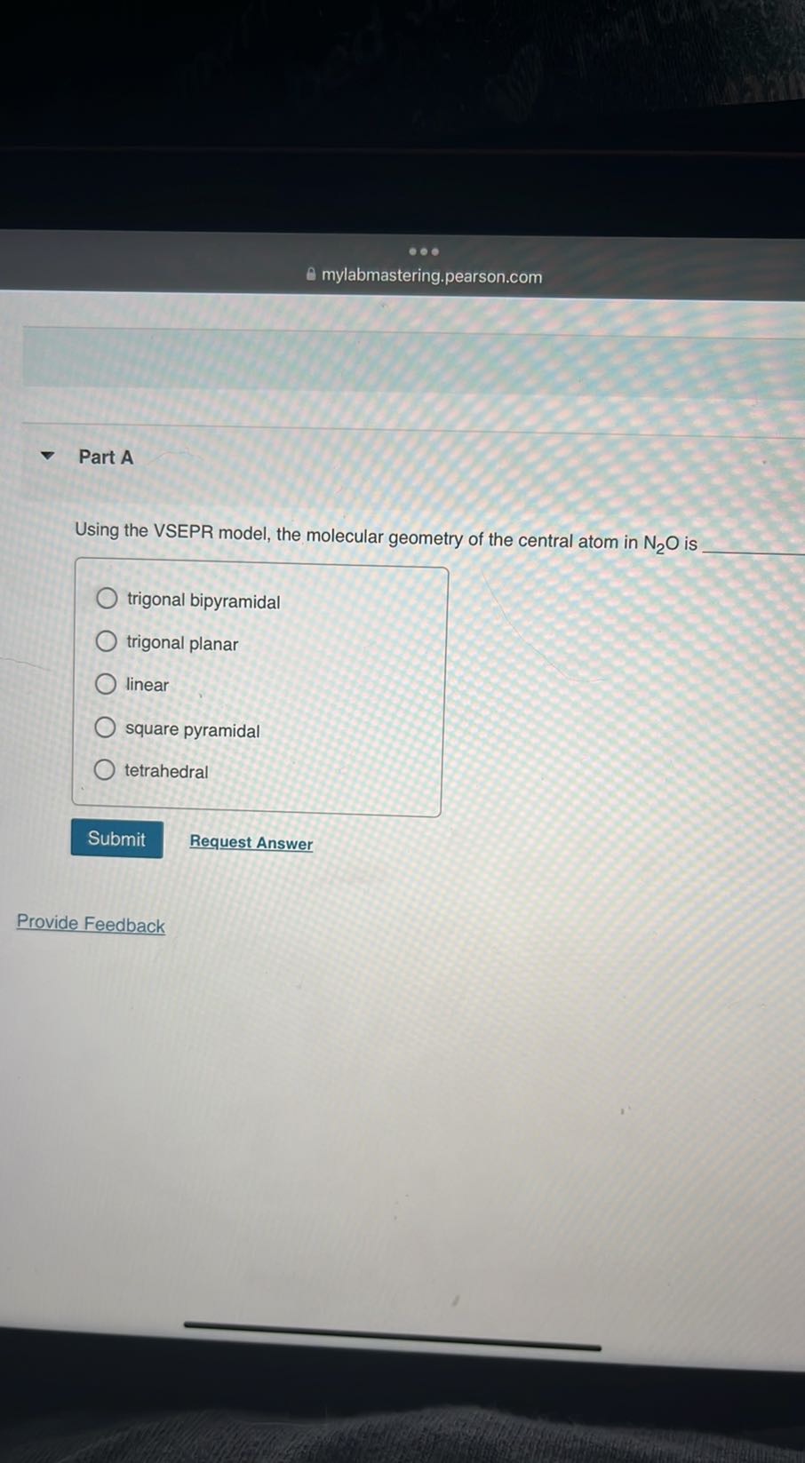 mylabmastering.pearson.com Part A Using the VSEPR model, the molecular ...