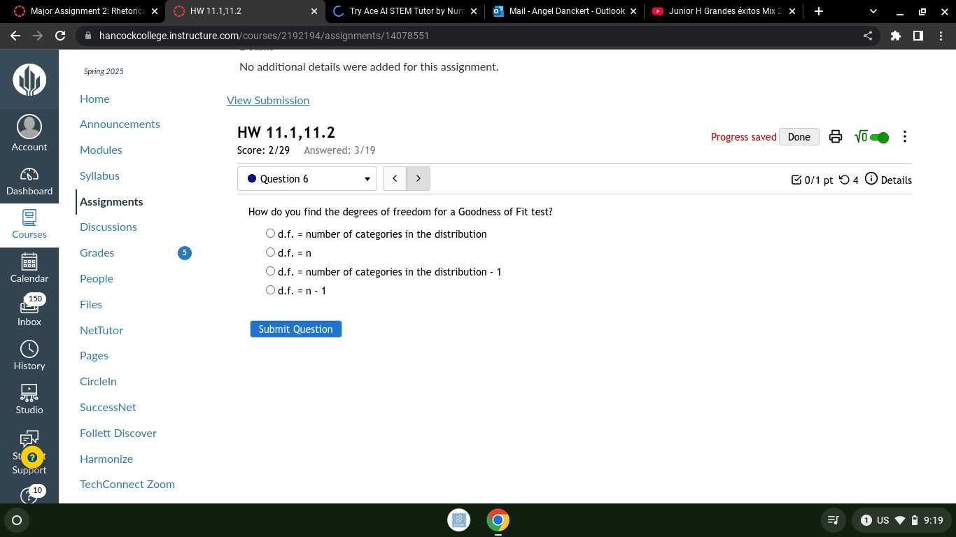 Major Assignment 2: Rhetoric HW 11.1,11.2 Try Ace Al STEM Tutor by Nun: Mail - Angel Danckert ...
