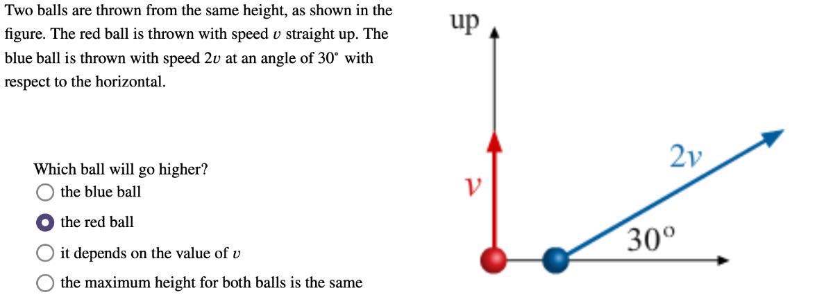 Two balls are thrown from the same height, as shown in the figure. The ...