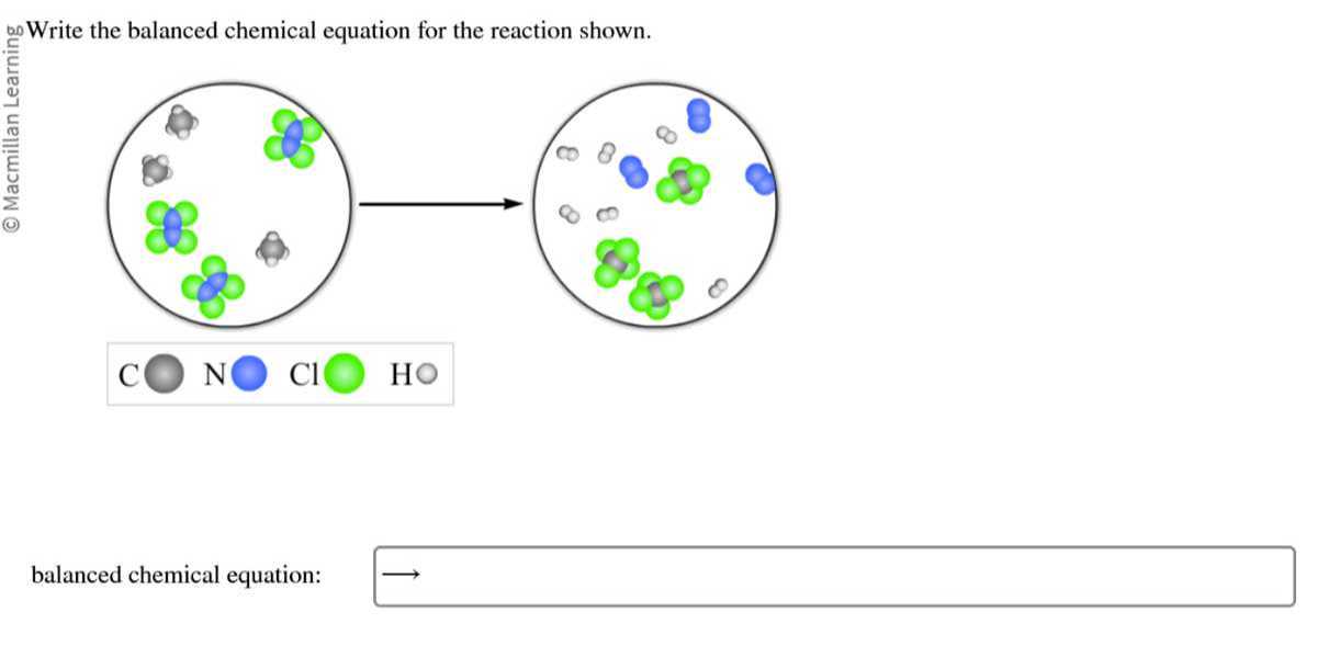 write the balanced chemical equation for the reaction shown c n cl ho ...