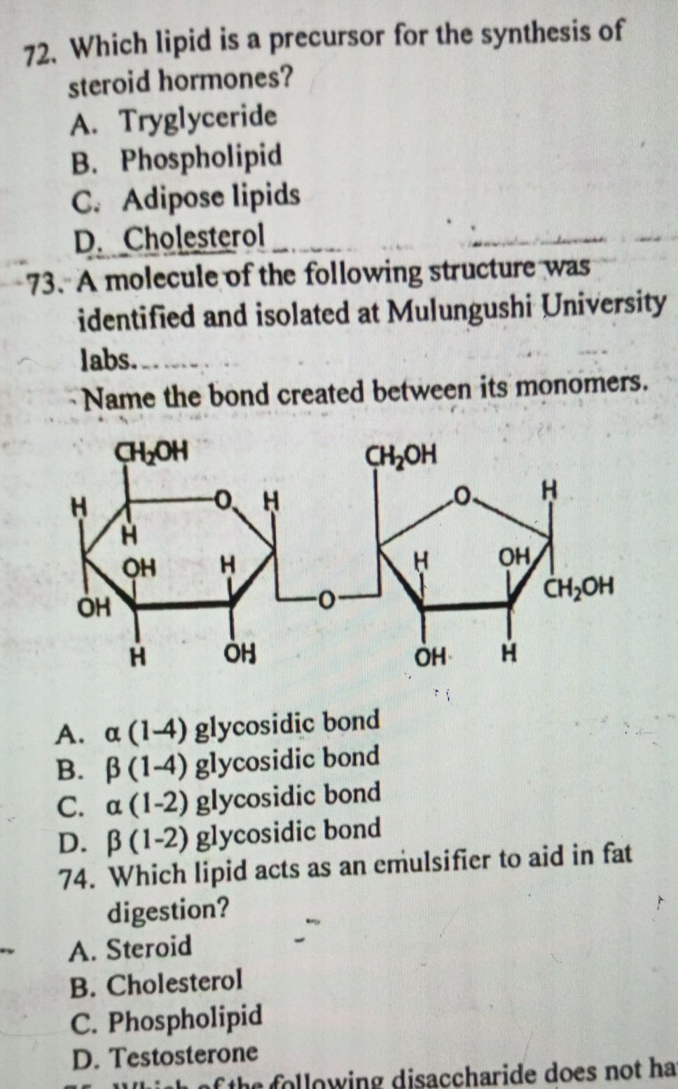72 which lipid is a precursor for the synthesis of steroid hormones a ... 72 which lipid is a precursor for the synthesis of steroid hormones a ...