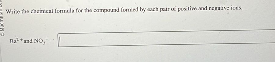 Write the chemical formula for the compound formed by each pair of ...