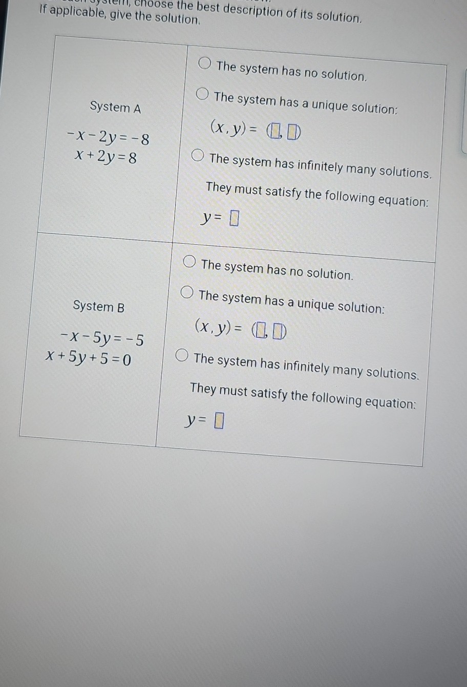 if applicable give noose the best description of its solution ...