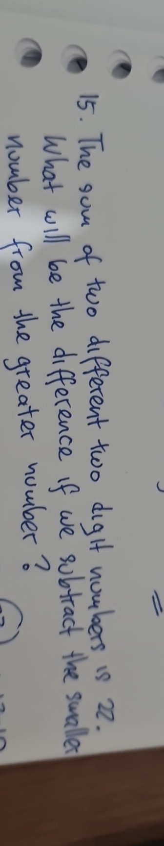 15. The sum of two different two digit numbers is 22 . What will be the ...