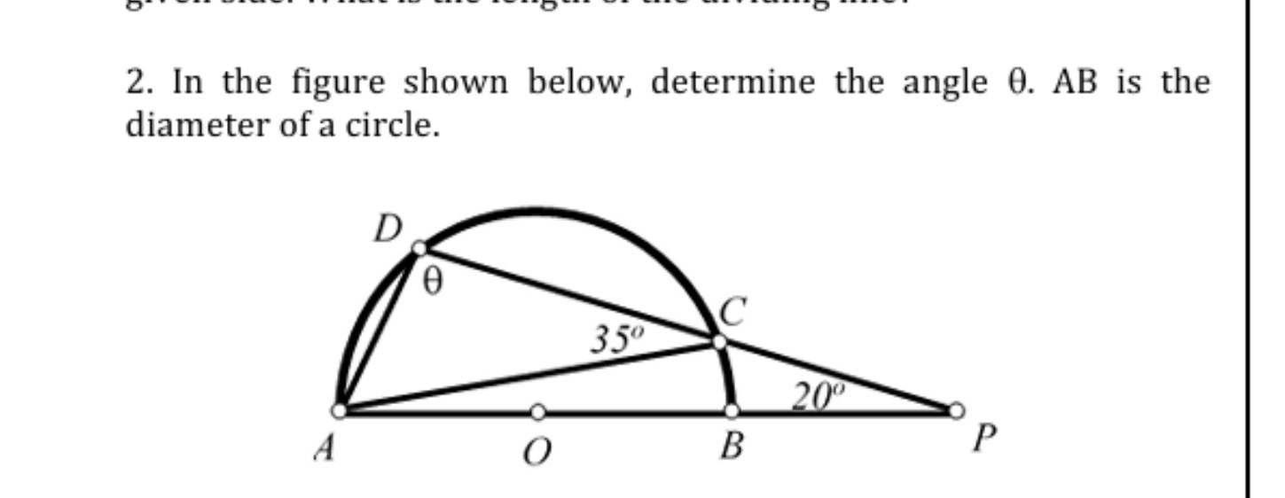[GET ANSWER] 2. In the figure shown below, determine the angle θ . A B ...