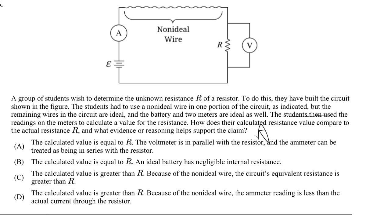 A group of students wish to determine the unknown resistance R of a resistor. To do this, they ...
