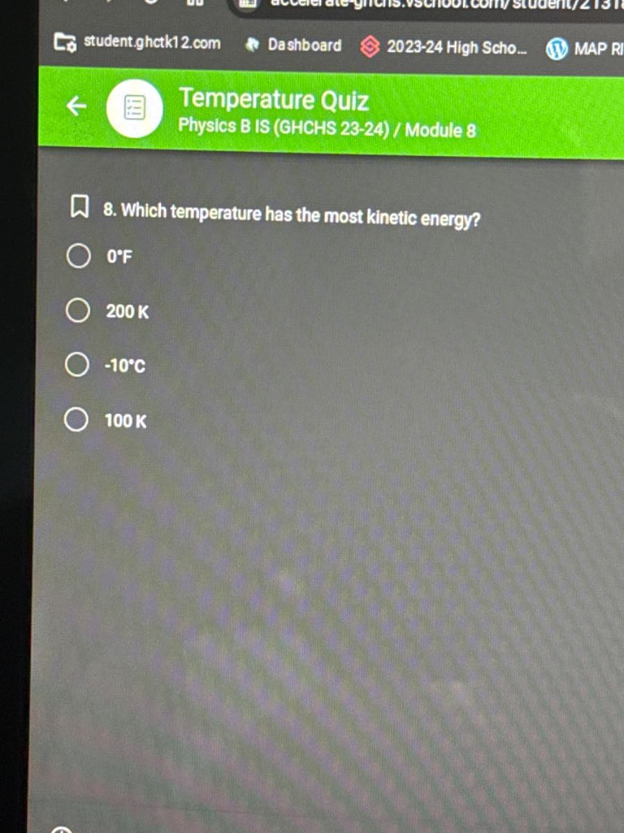 student.ghctk12.com Dashboard 2023-24 High Scho. MAP R Temperature Quiz ...