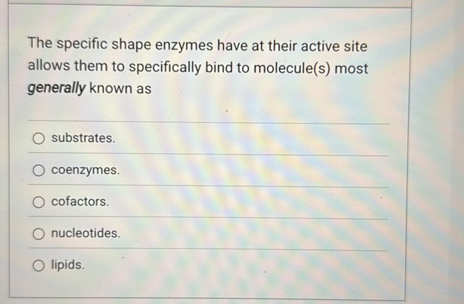 The specific shape enzymes have at their active site allows them to ...