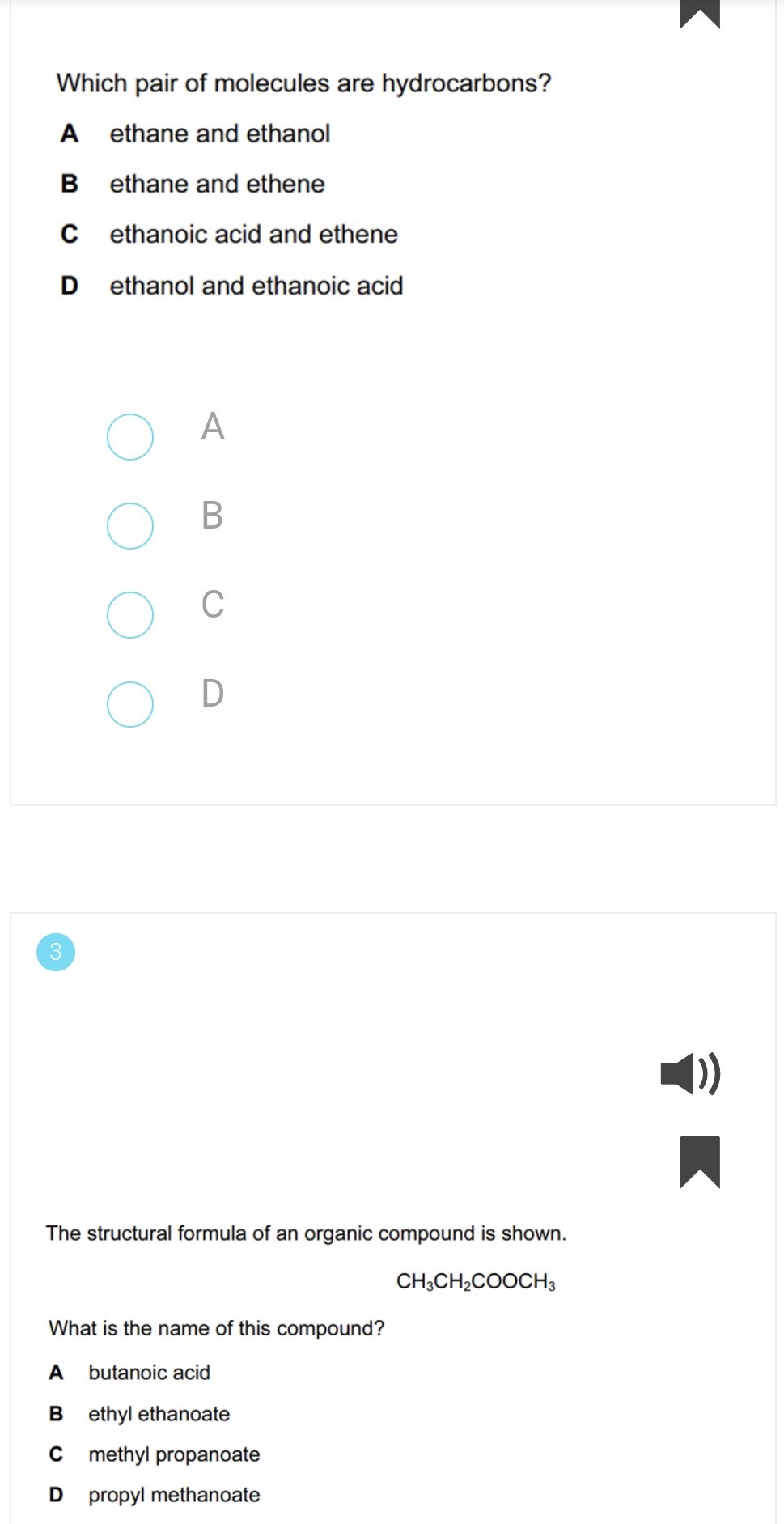 Which pair of molecules are hydrocarbons? A ethane and ethanol B ethane ...