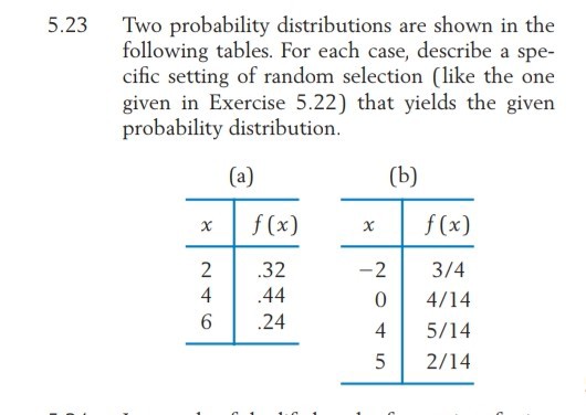 523 two probability distributions are shown in the following tables for ...