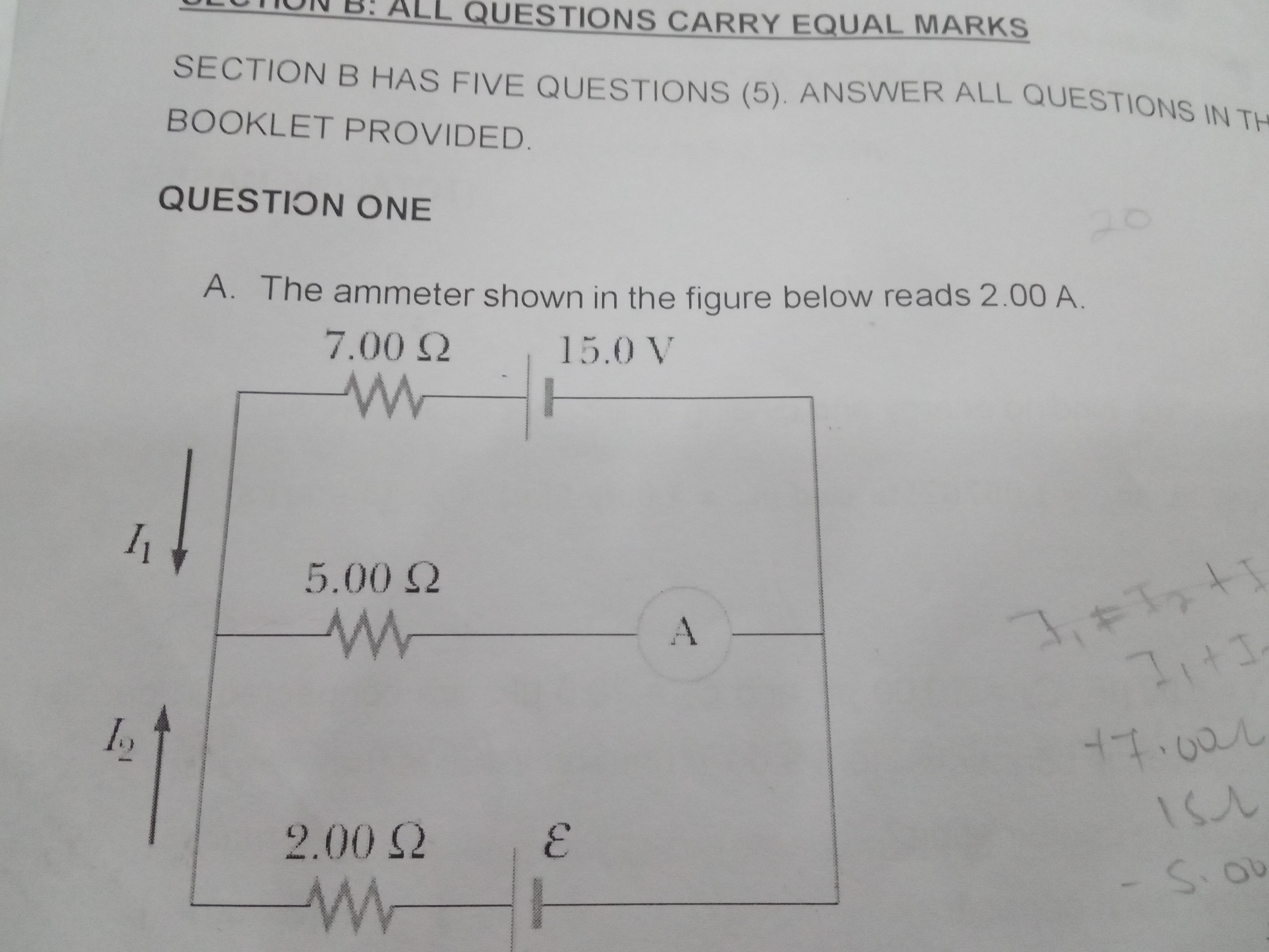 QUESTIONS CARRY EQUAL MARKS SECTION B HAS FIVE QUESTIONS (5). ANSWER ALL QUESTIONS IN TH BOOKLET ...