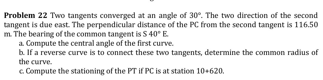 Problem 22 Two tangents converged at an angle of 30^∘. The...
