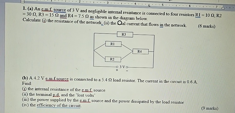 1. (a) An emmifa source of 3 V and negligible internal resistance is ...