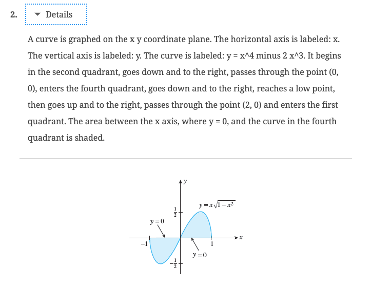 2. Details A curve is graphed on the x y coordinate plane. The ...