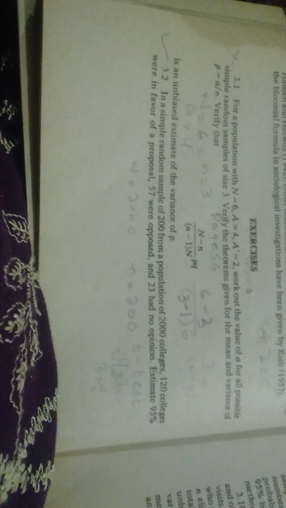 the binomial formula in sociological investigations have been given by ...