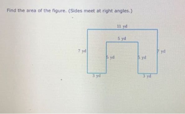 Find the area of the figure. (Sides meet at right angles.)