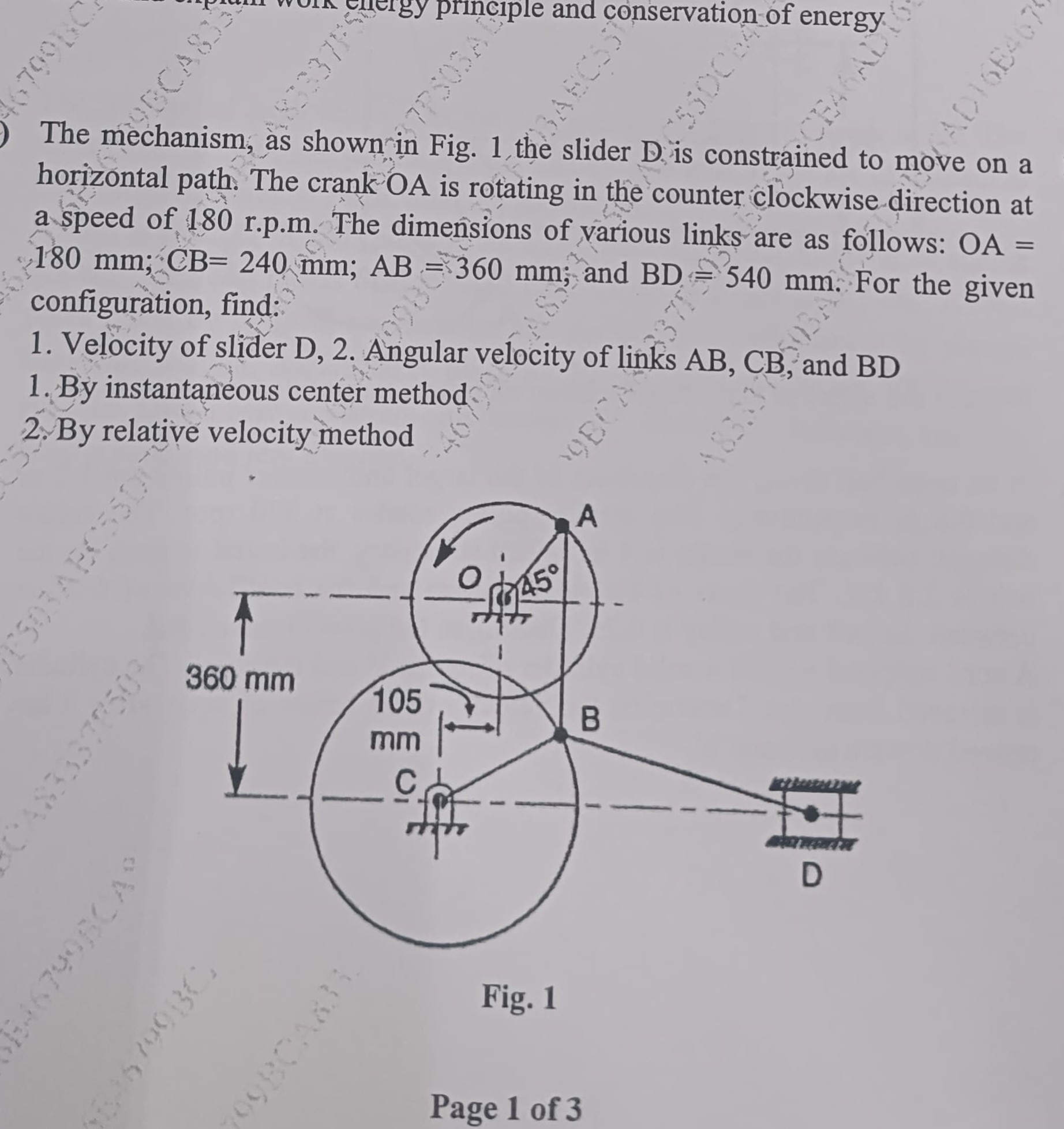 The mechanism, as shown in Fig. 1 the slider D is constrained to move ...