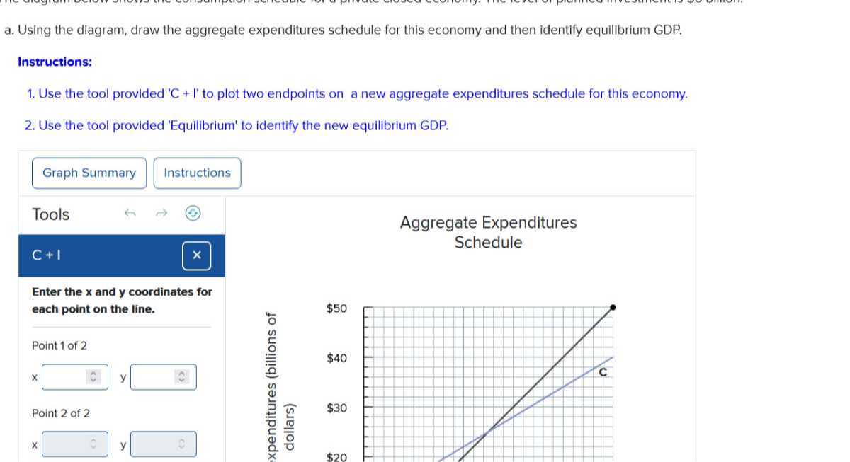 a using the diagram draw the aggregate expenditures schedule for this economy and then identify ...