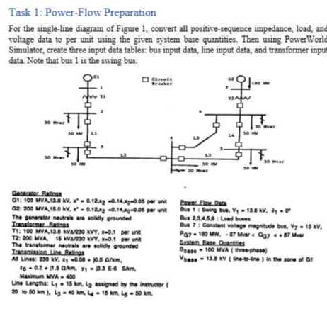 Task 1: Power-Flow Preparation For the single-line diagram of Figure 1 ...