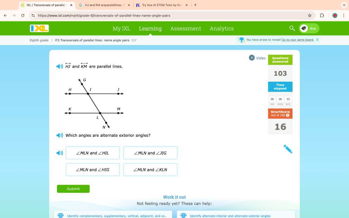 |XL | Transversals of paralle! HJ and KM areparallellines. N. Try Ace ...
