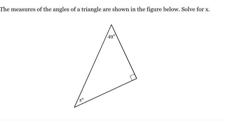 the measures of the angles of a triangle are shown in the figure below ...