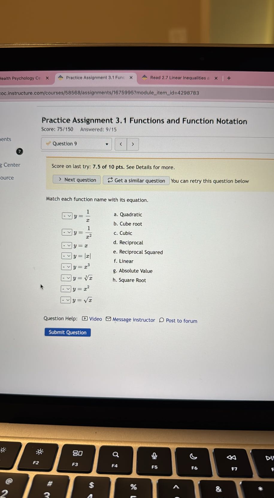 ealth Psychology Ce Practice Assignment 3.1 Func Read 2.7 Linear ...