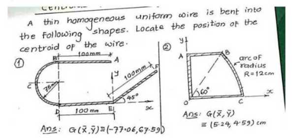 LenL.…- A thin homogeneous uniform wire is bent into the following shapes. Locate the position ...