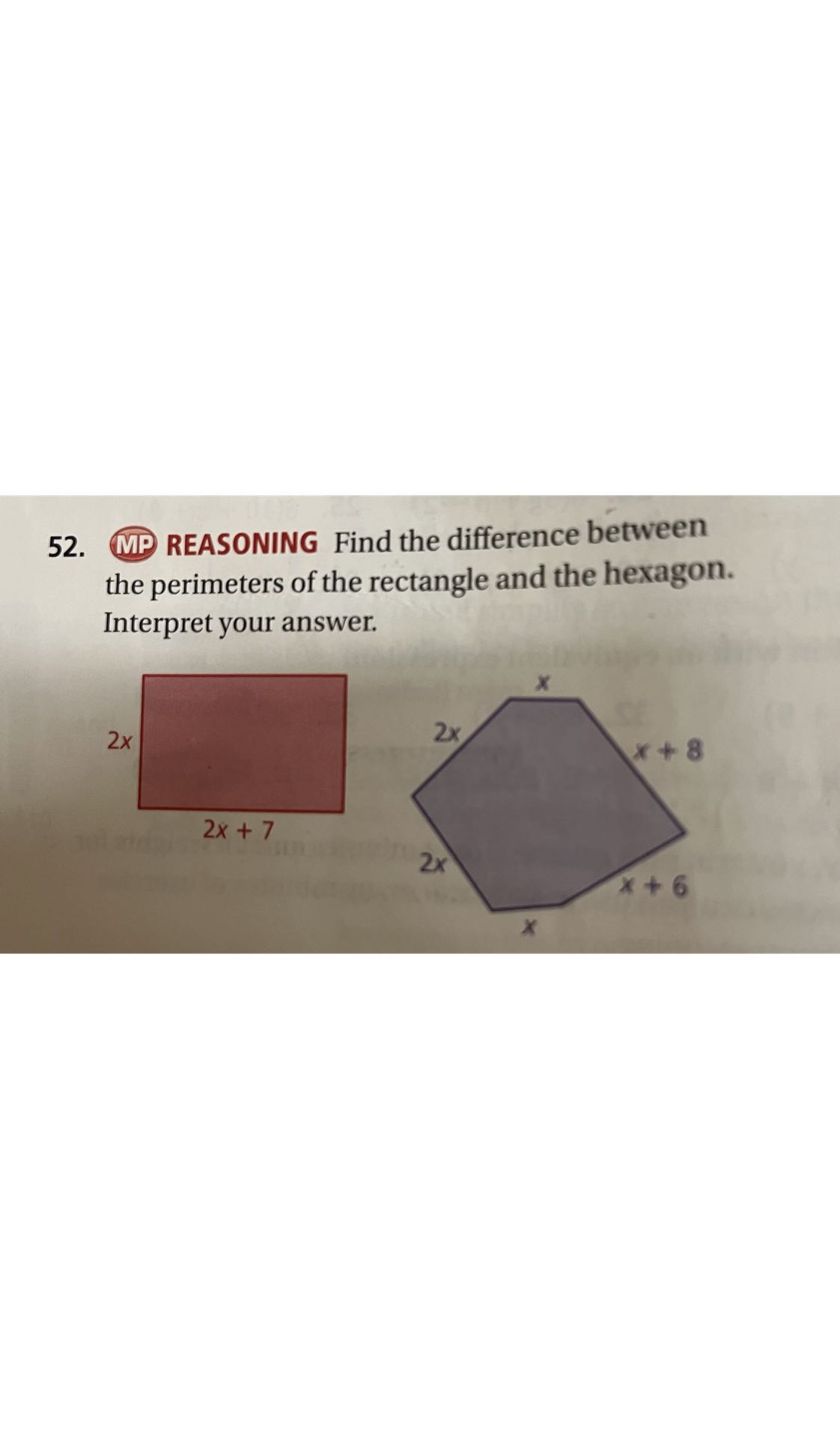 52. REASONING Find the difference between the perimeters of the ...