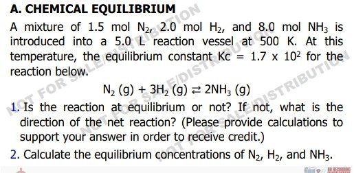 a chemical equilibrium a mixture of 15 mathrmmol mathrmn2 20 mathrmmol ...